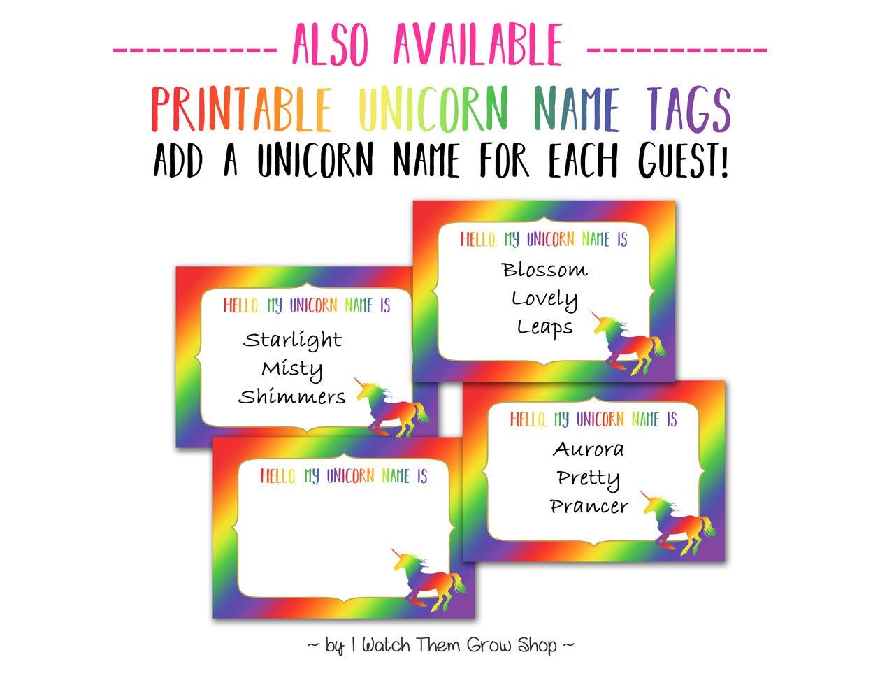 Rainbow Unicorn Name Game, Printable "what's Your Unicorn Name" Game ...