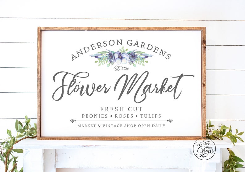 Personalized Flower Market Sign Printable Fresh Flowers - Etsy