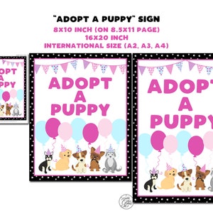 Adopt A Puppy Party Sign, Printable "adopt a Puppy" Sign, Puppy ...