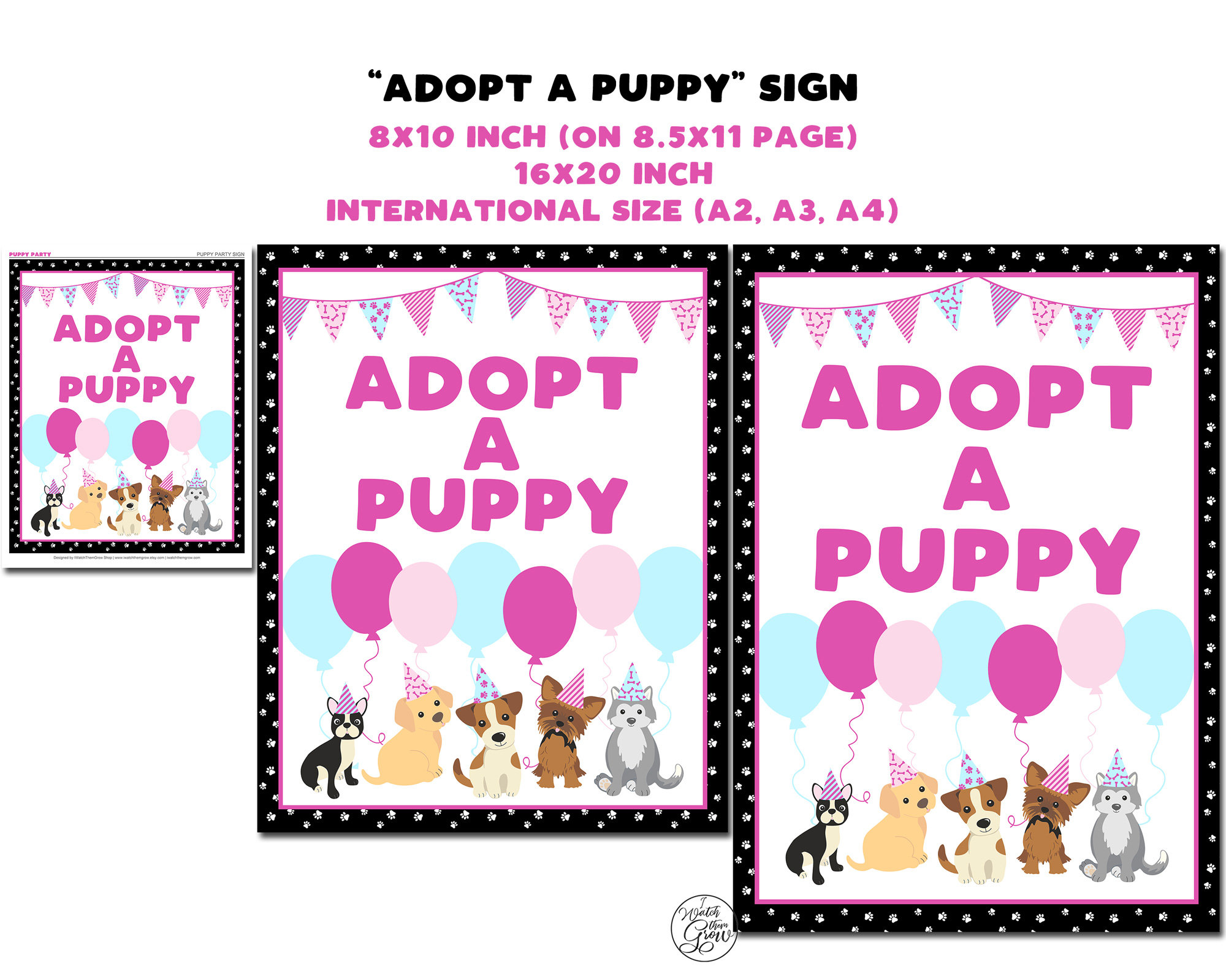 Adopt A Puppy Party Sign Printable adopt a Puppy - Etsy