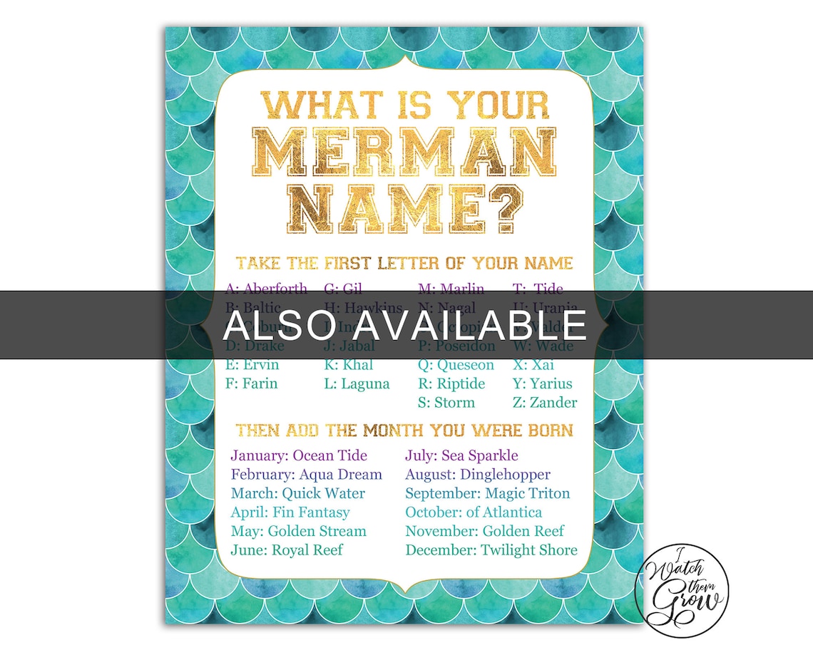 Merman Name Tag Printable Merman Name Stickers Merman Name - Etsy Ireland