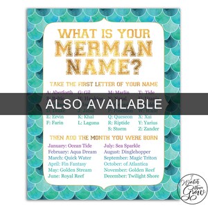 Merman Name Tag, Printable Merman Name Stickers, Merman Name Tags ...