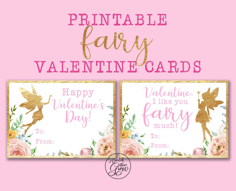 Fairy Valentines Cards Printable DIY Kid's Valentines - Etsy
