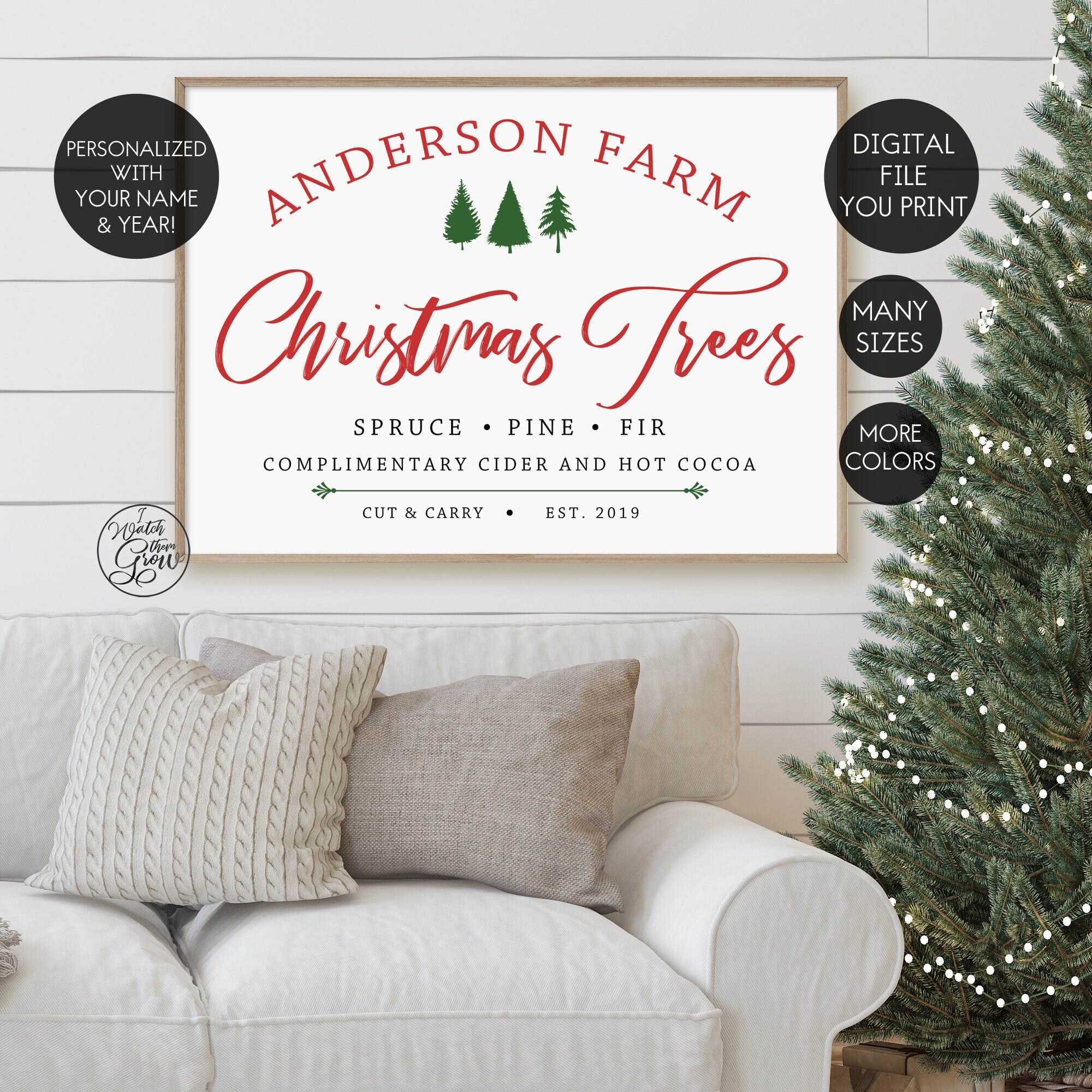 Personalized Christmas Tree Farm Sign Printable Christmas | Etsy