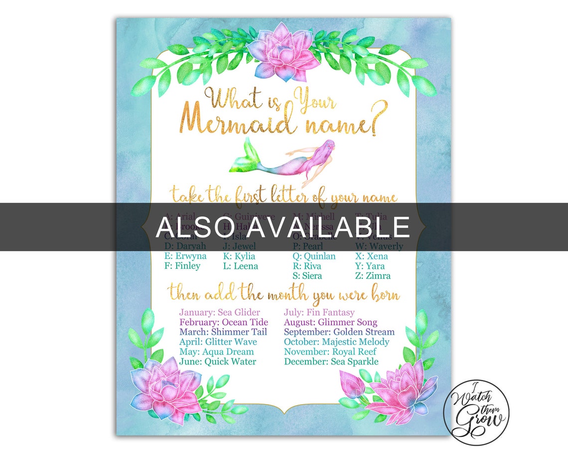 Merman Name Tag Printable Merman Name Stickers Merman Name | Etsy