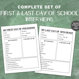 First Day of School Interview, Last Day of School Printable, Complete ...