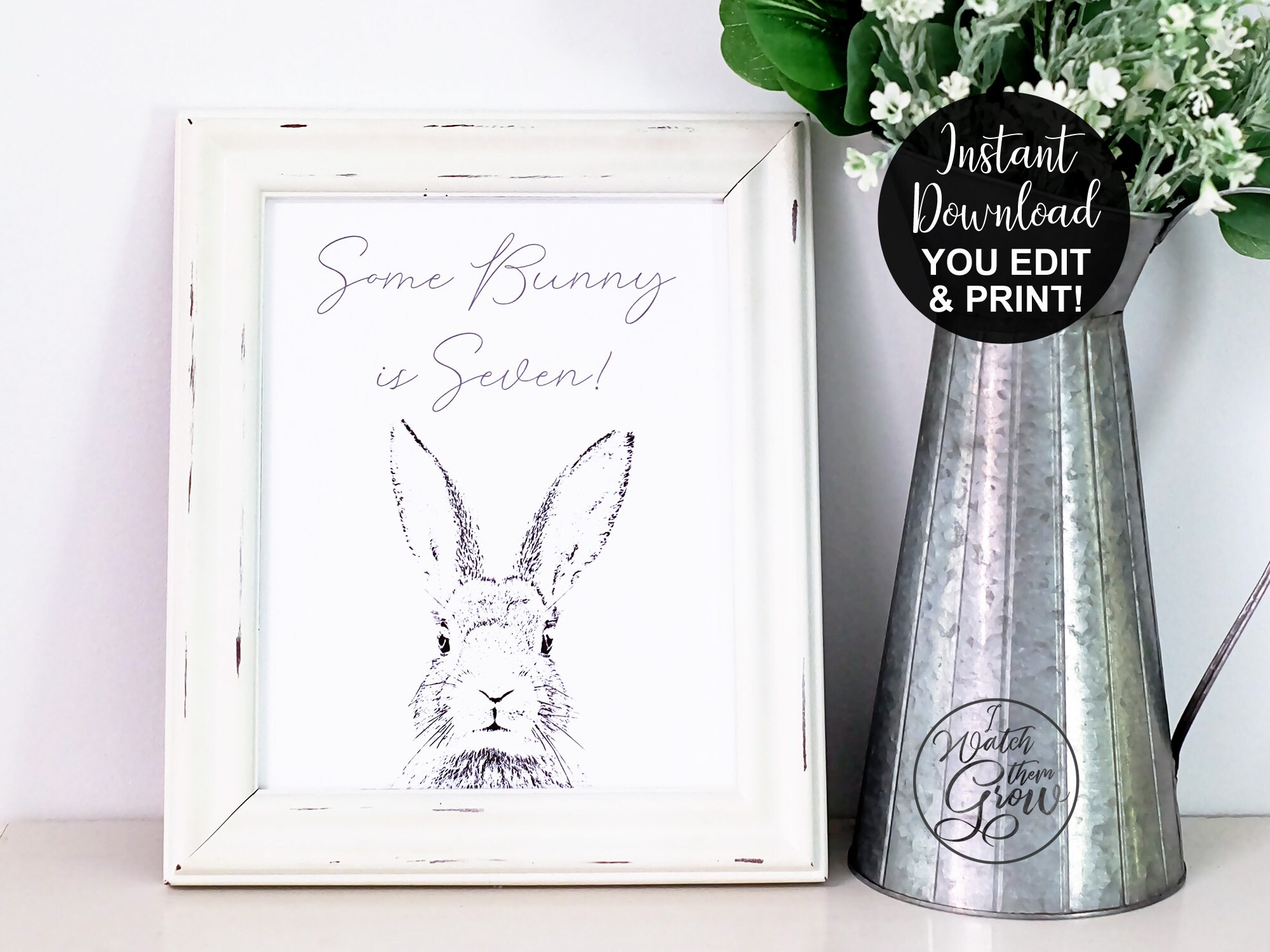 Editable Bunny Party Sign 8x10 Inch Printable Bunny Sign - Etsy