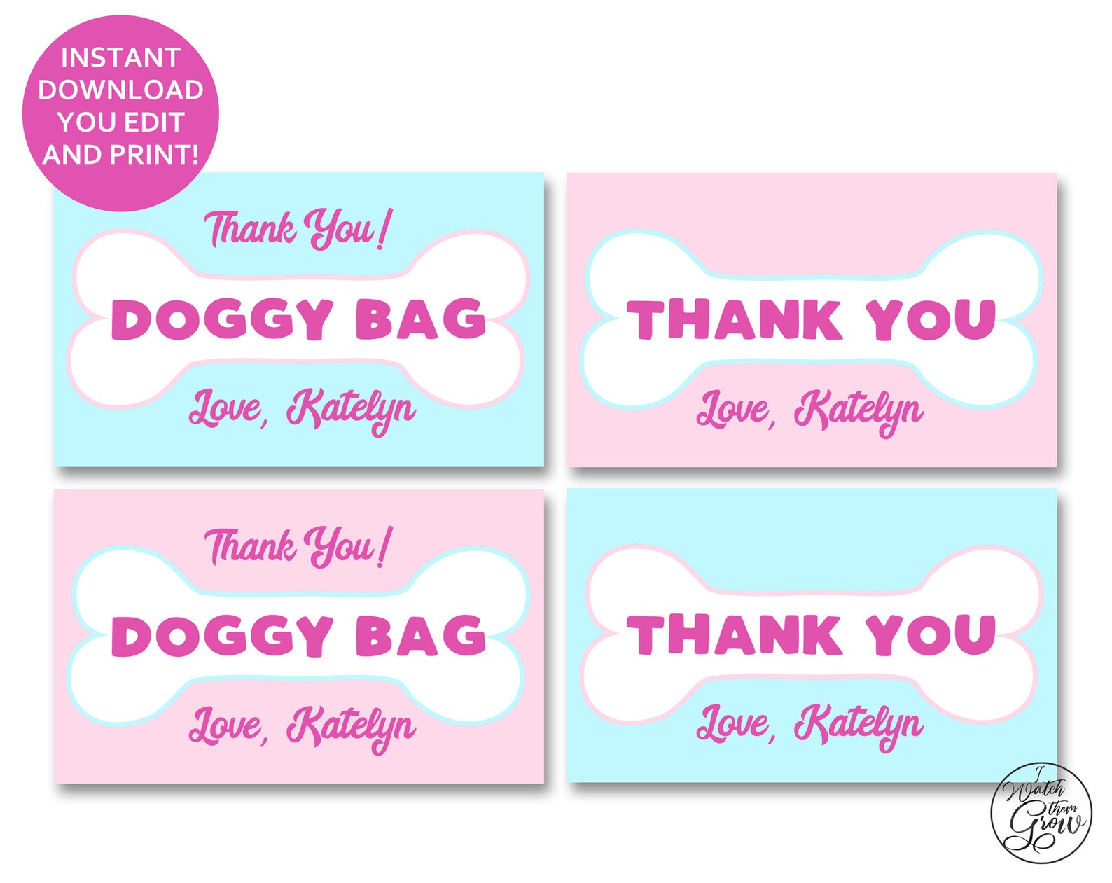 Puppy Party Favor Tags, Editable Printable Puppy Birthday Favor Labels ...