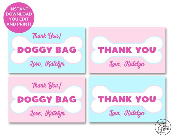 Puppy Party Favor Tags, Editable Printable Puppy Birthday Favor Labels ...