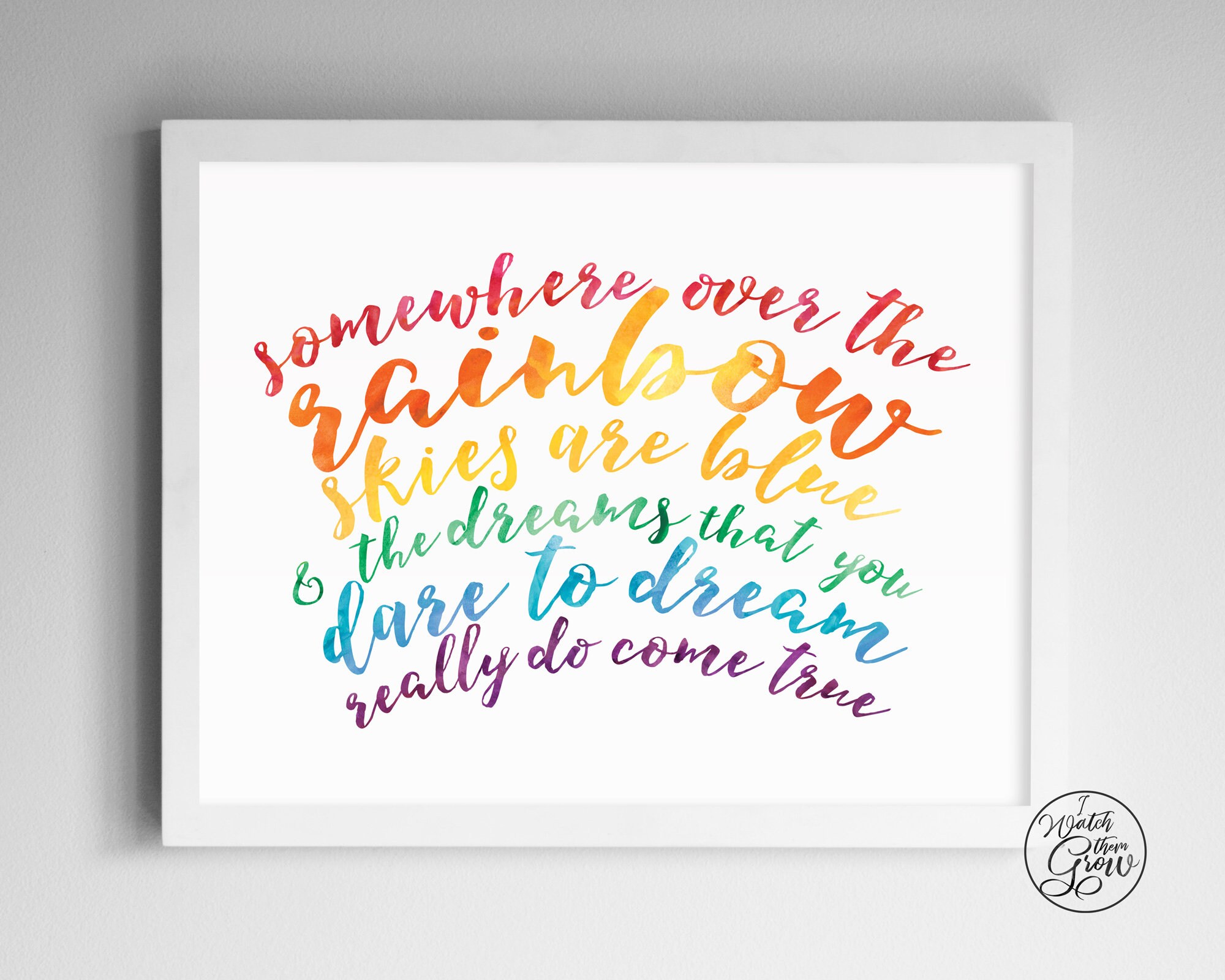 Somewhere Over the Rainbow Wall Art Printable Rainbow | Etsy