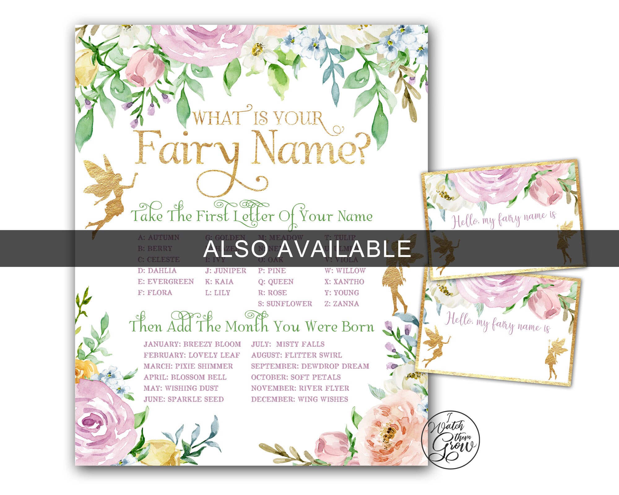 Editable Fairy Name Sign With Name Tags Set, Printable "what is Your ...