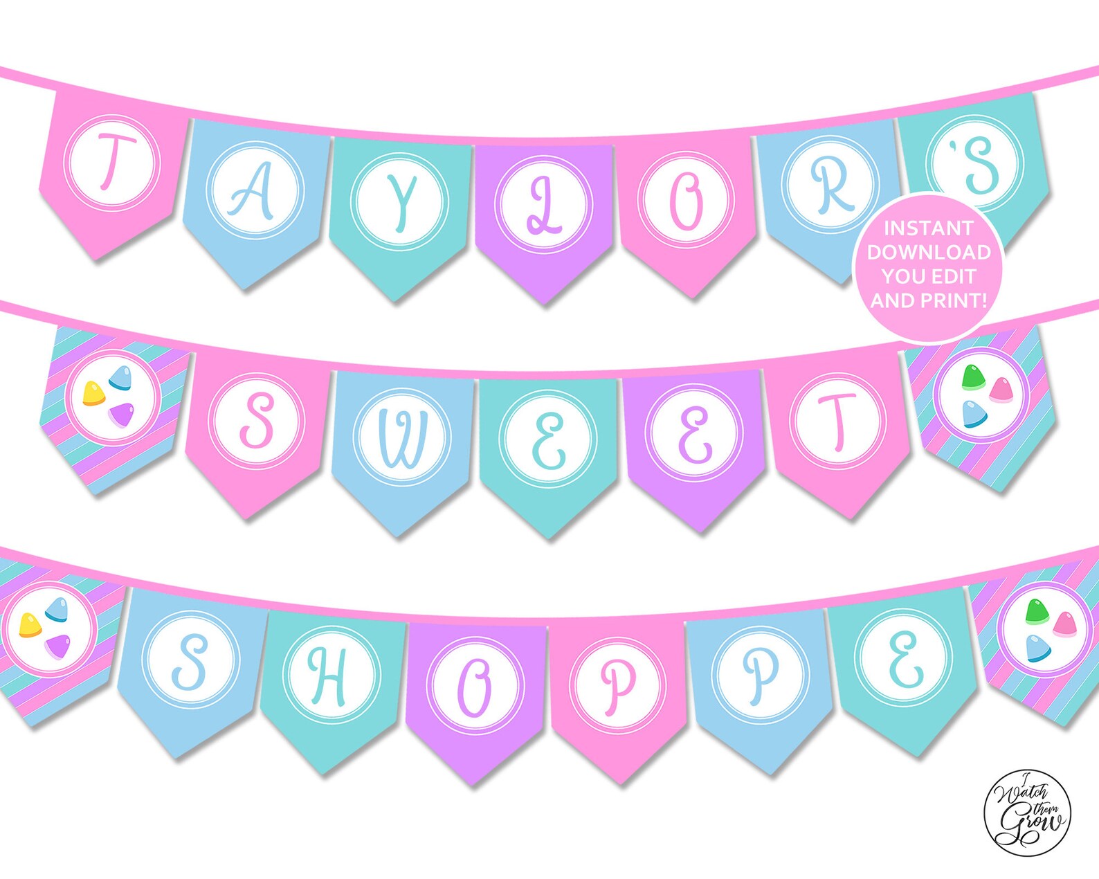 Sweet Shoppe Party Decorations, Printable Party Package, Candy Birthday ...