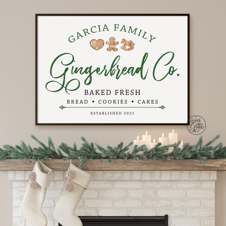 Personalized Gingerbread Co Bakery Sign Printable Christmas - Etsy