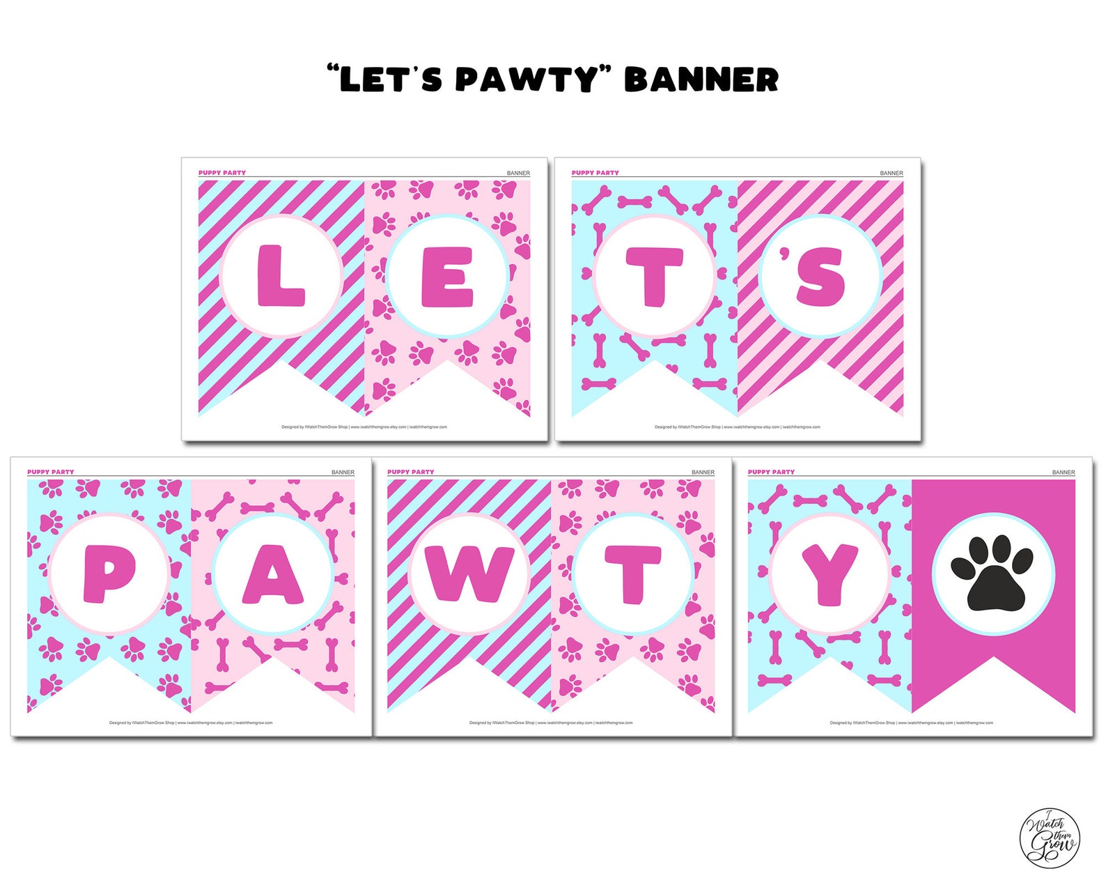 Let's Pawty Banner Printable Puppy Party Banner Puppy | Etsy
