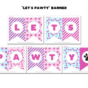 Let's Pawty Banner, Printable Puppy Party Banner, Puppy Birthday Decor ...