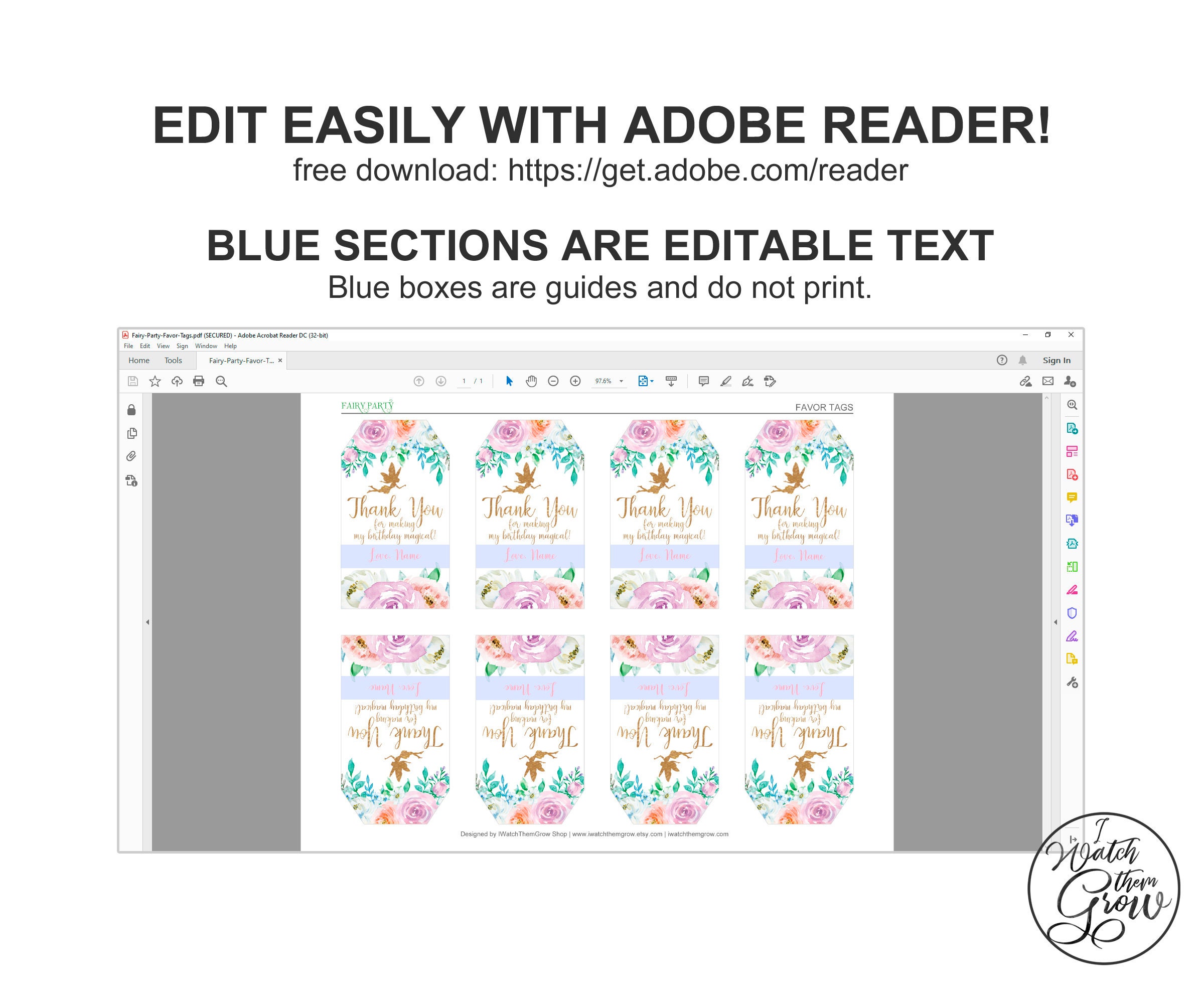 Editable Fairy Party Favor Tags Printable Fairy Party Thank - Etsy Canada