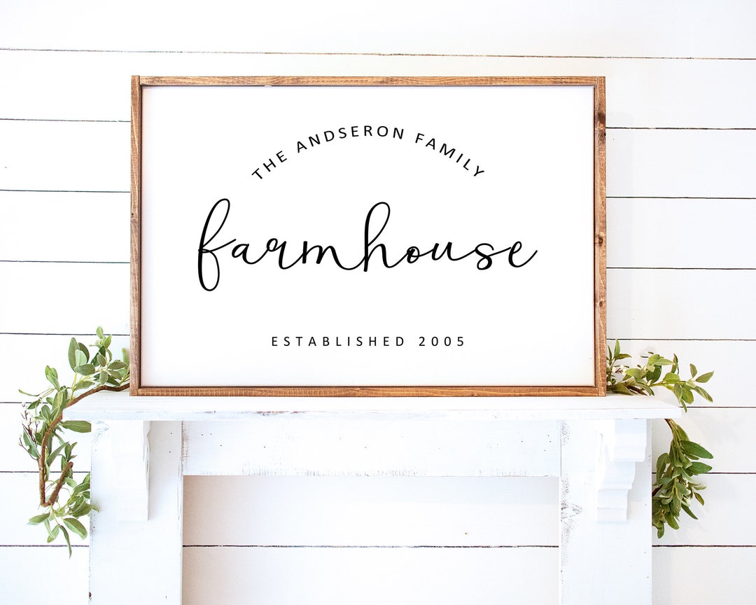 Personalized Farmhouse Sign, Custom Family Name Print, Modern Farmhouse ...