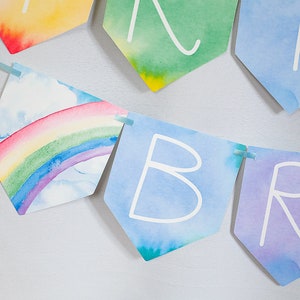 Pastel Rainbow Party Banner, Fully Editable & Printable Rainbow Banner ...