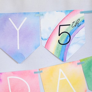Pastel Rainbow Party Banner Fully Editable & Printable | Etsy
