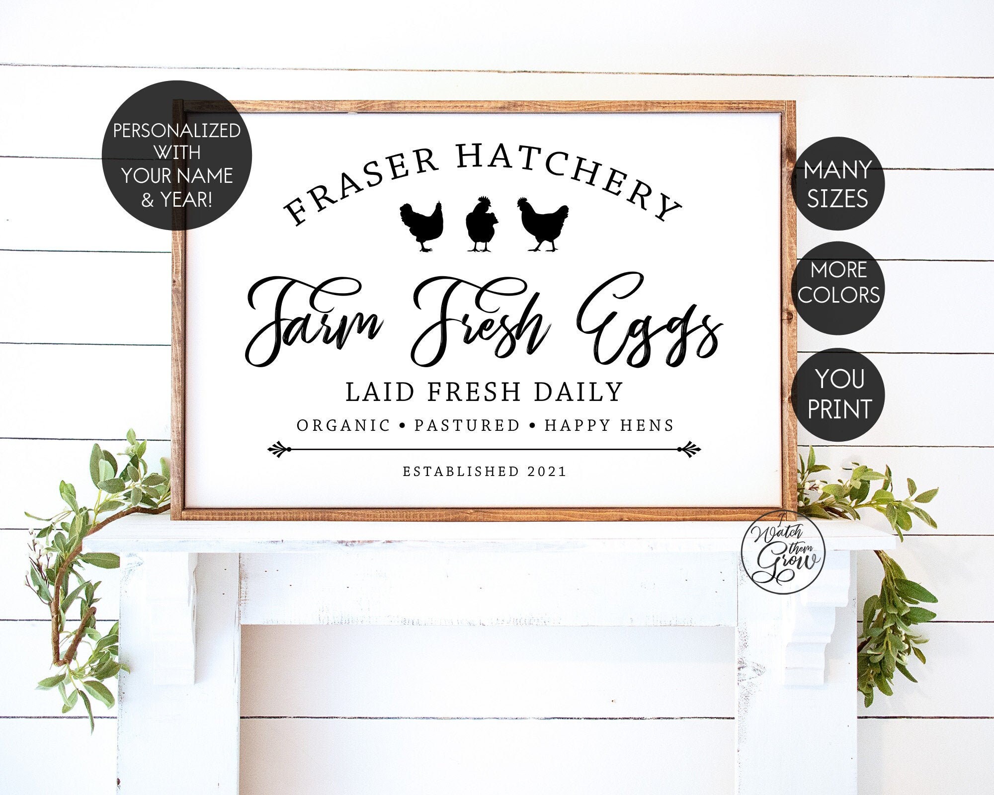 Personalized Eggs Sign Printable farm Fresh Eggs | Etsy