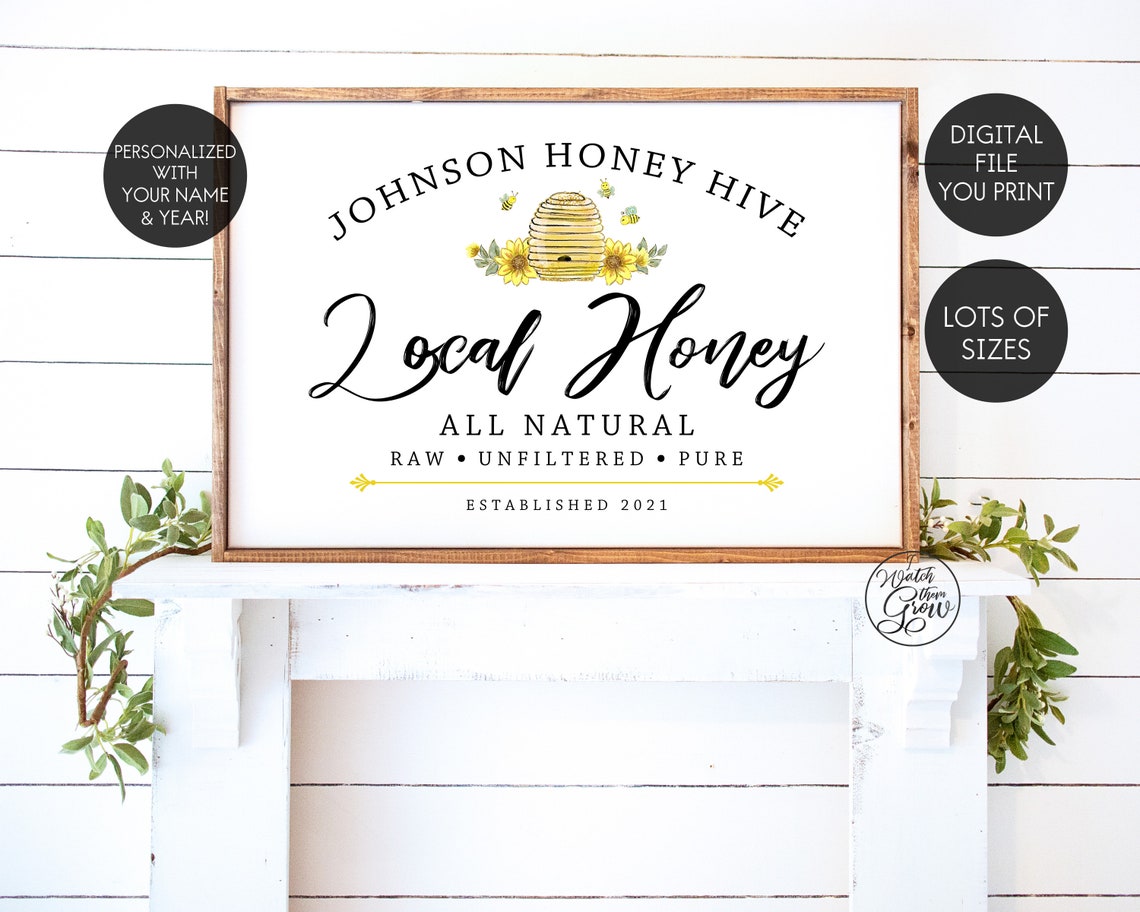 Local Honey Sign Personalized Printable Honey Sign Custom | Etsy