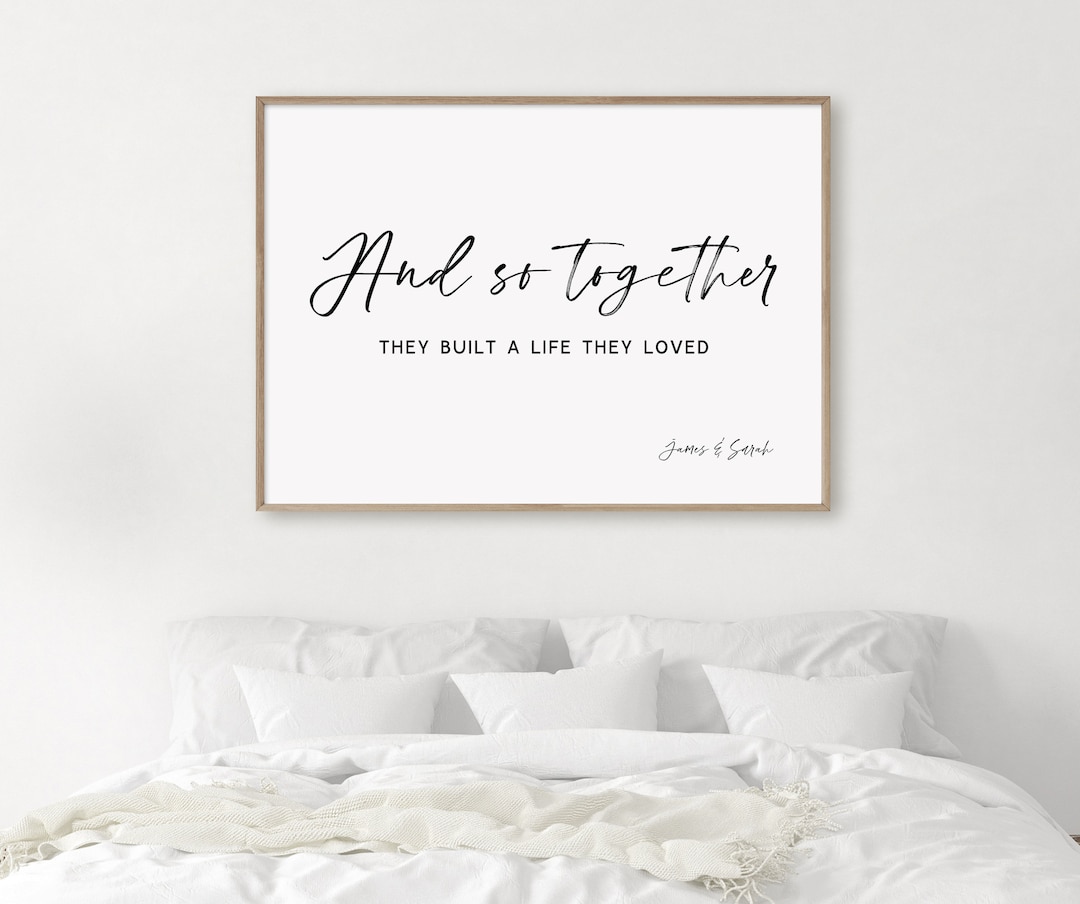 Personalized Couples Sign, Printable Bedroom Wall Art, "and so Together ...