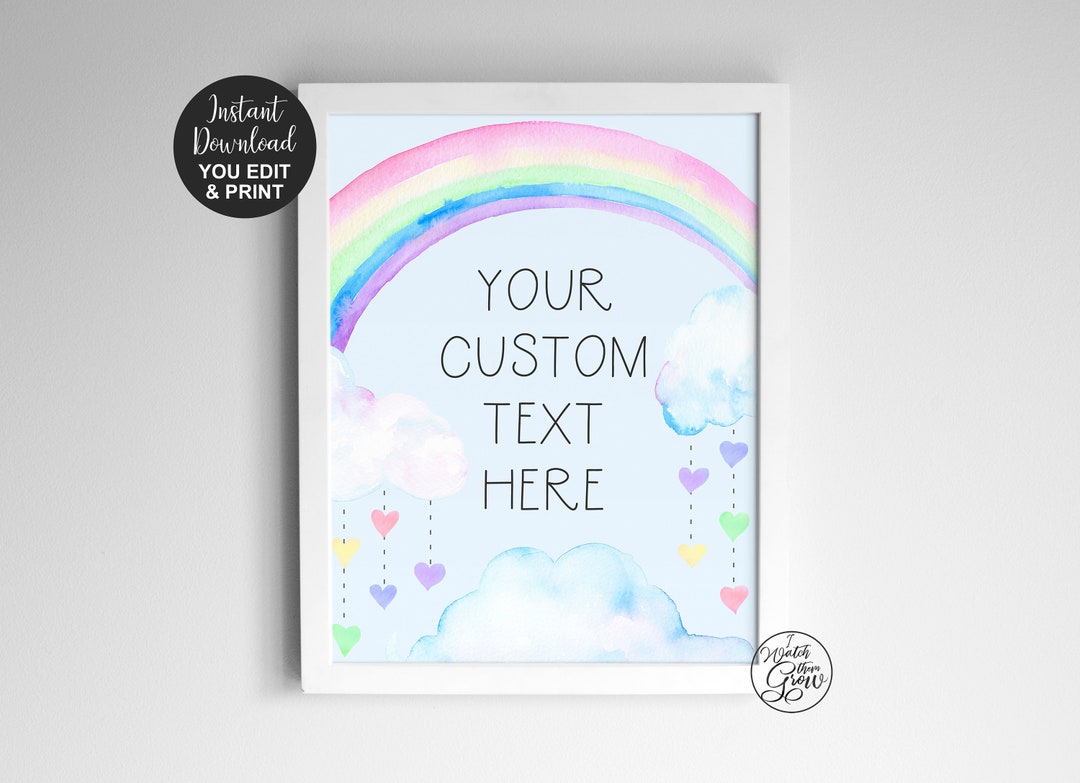 Editable Pastel Rainbow Party Sign, Printable Rainbow Party Poster ...