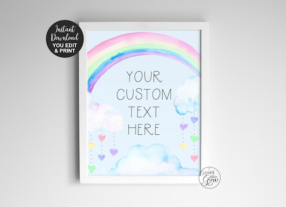 Editable Pastel Rainbow Party Sign, Printable Rainbow Party Poster ...