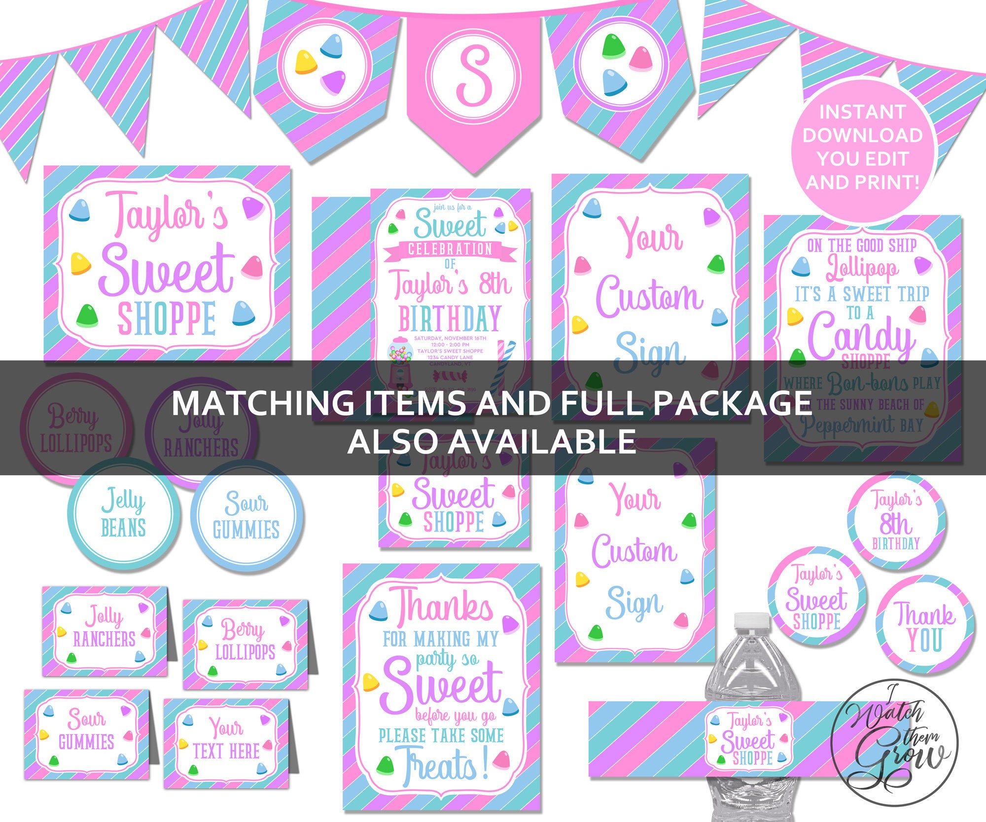 Sweet Shoppe Party Sign, Printable Editable Sweet Shoppe Sign, Candy ...