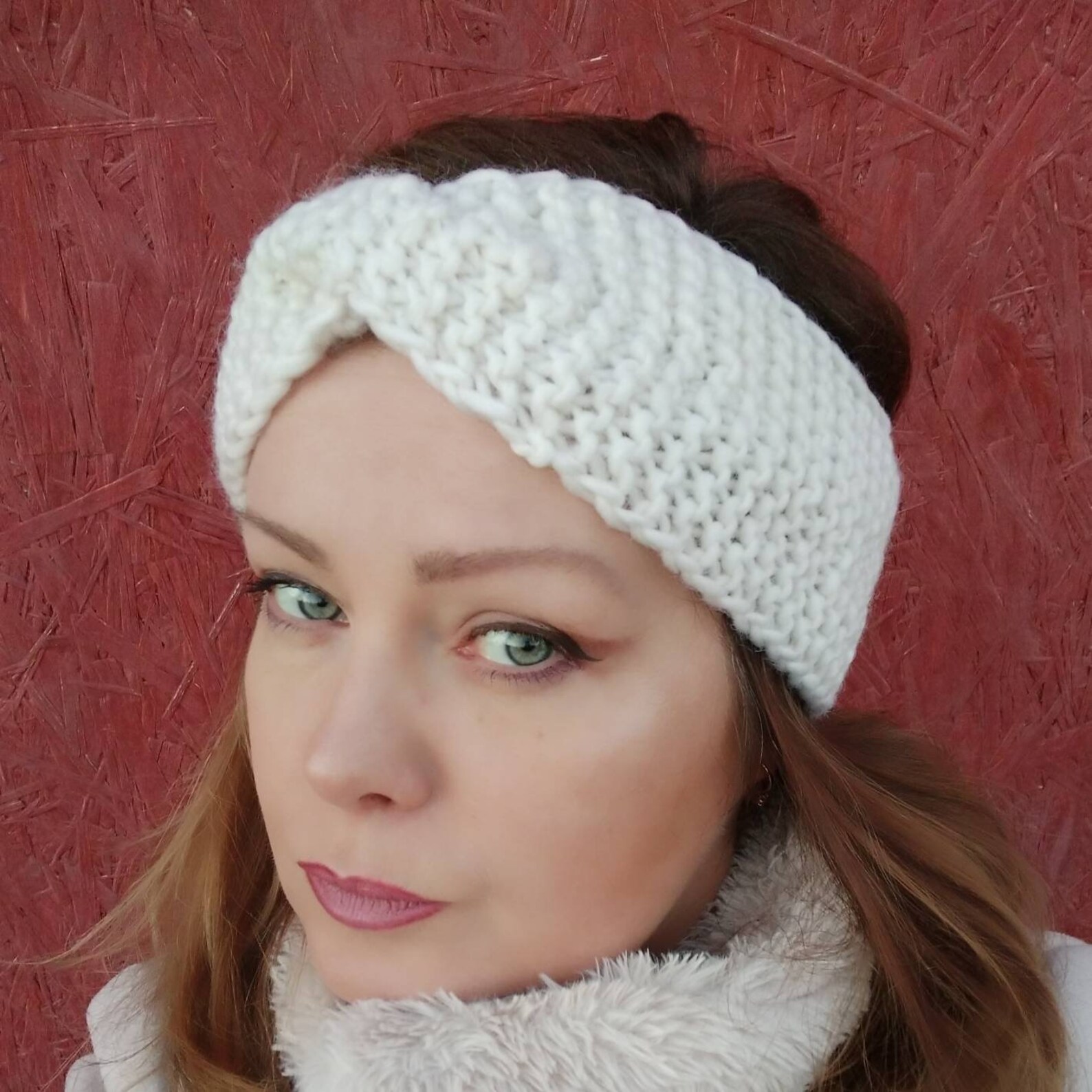 White Chunky Knit Hand Knitted Turban Knit Headband For Women Etsy