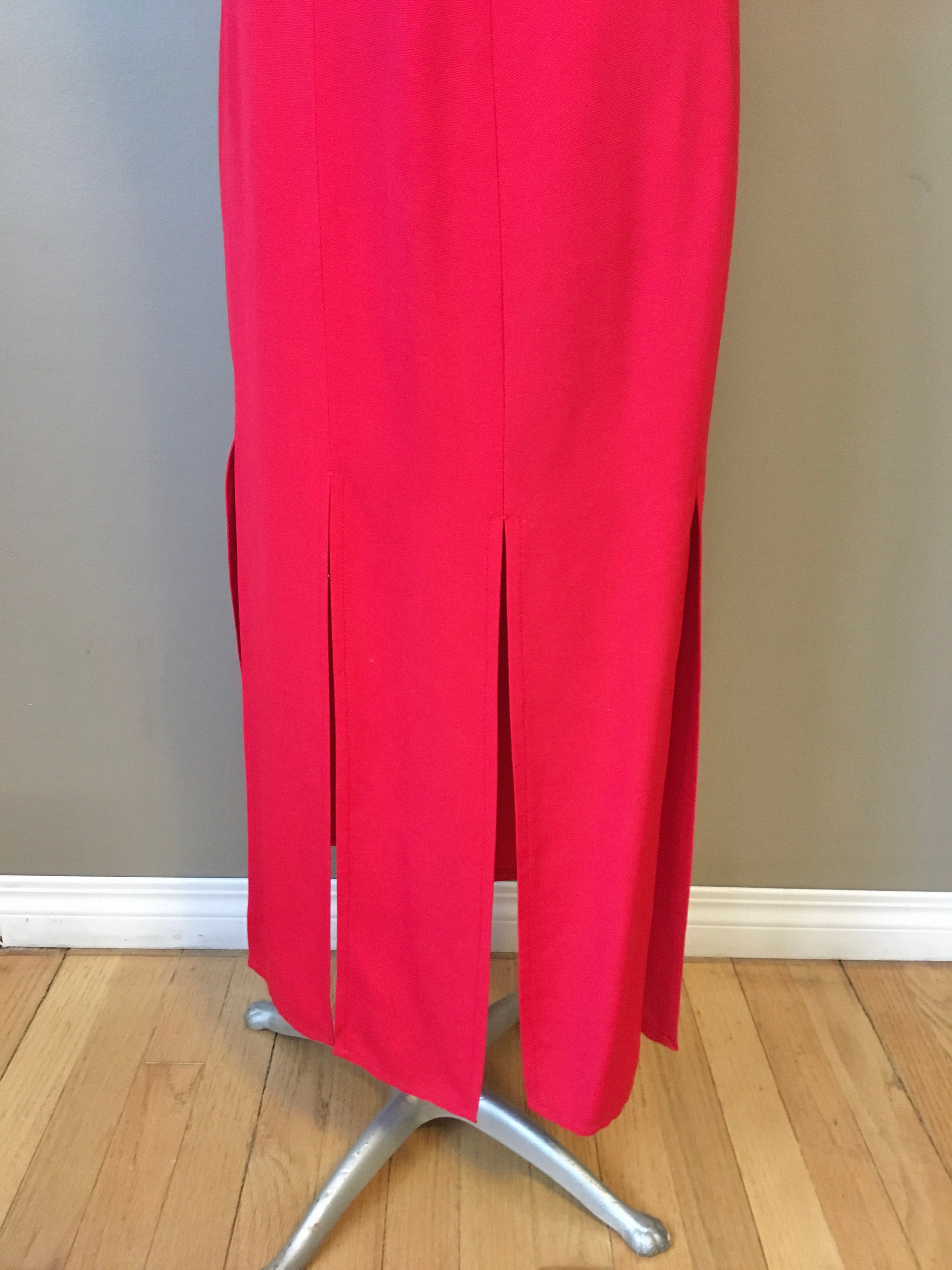 1980s DEADSTOCK Red Party Dress/ 1980s Red and Rhinestone - Etsy