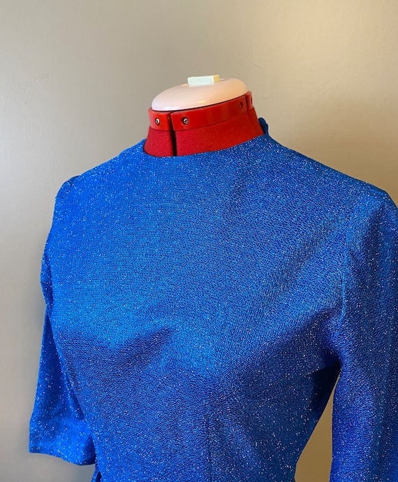 1980s Cobalt Blue Sparkly Mini Dress/ 1980s Sparkly B… - Gem