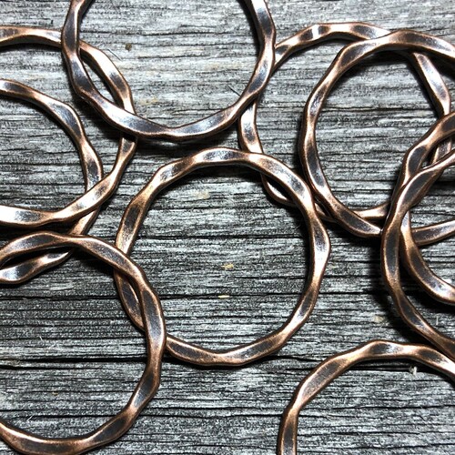 Antique Bronze Link Connector Rings Circles Hammered Style | Etsy