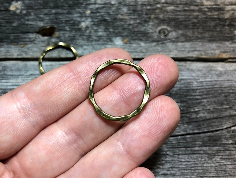 Antique Bronze Link Connector Rings Circles Hammered Style - Etsy