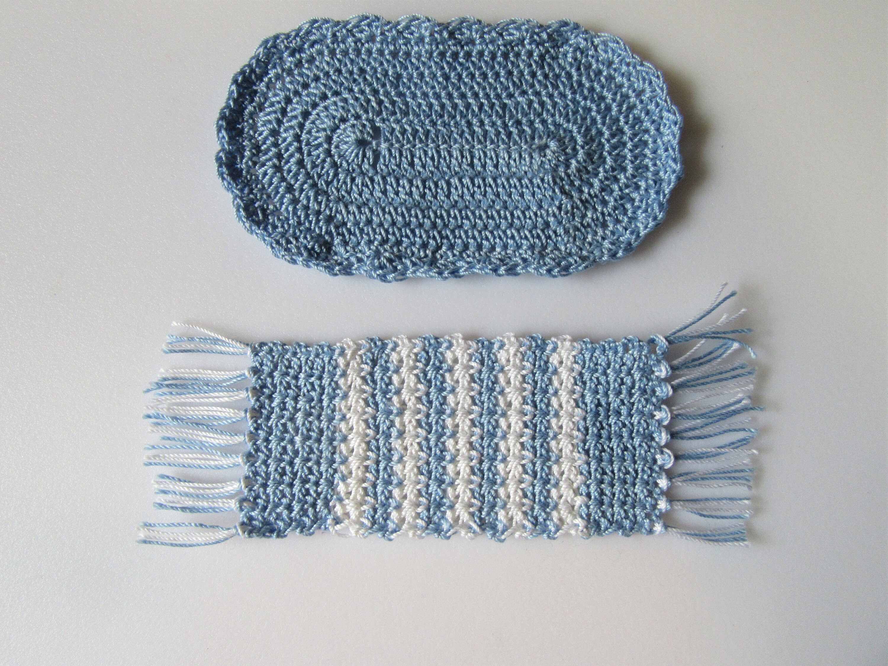 Miniature Handmade Crochet Rug Country Blue/ White/ Rug Set - Etsy