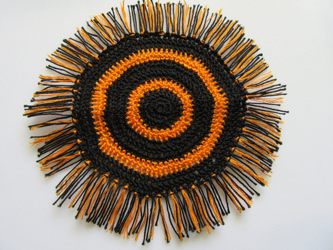 Miniature Handmade Crochet Rug Orange/black Rug Dollhouse Rug - Etsy