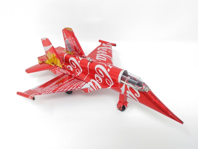 Recycled Tin Can Model Coke Coca Cola Fighter Jet Etsy