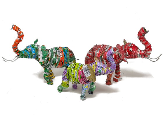 Recycled Elephant Tin Can Model medium - Etsy