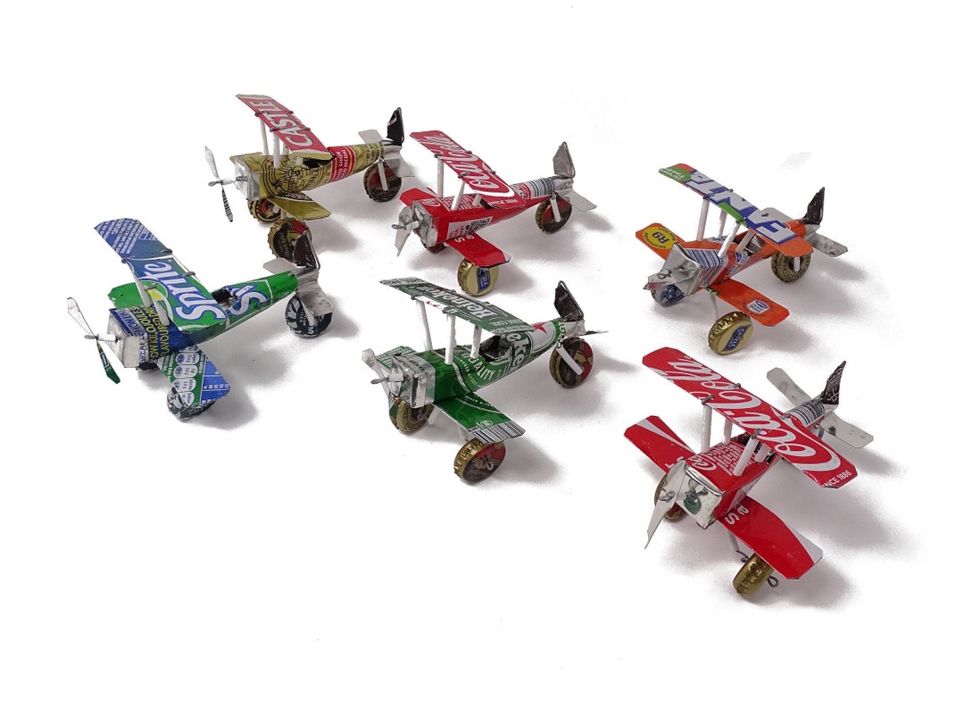 Recycled Mini Bi-plane Tin Can Model - Etsy UK