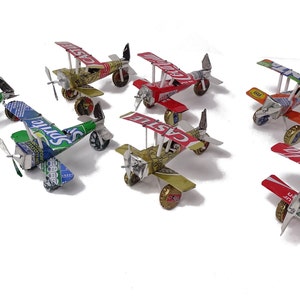 Recycled Mini Bi-plane Tin Can Model - Etsy UK