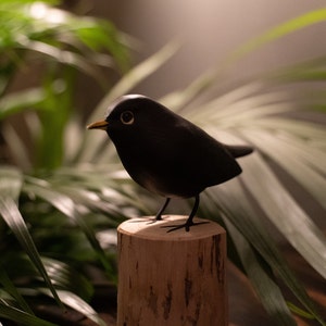 Wooden Blackbird on Log Hand Carved & Painted - Etsy