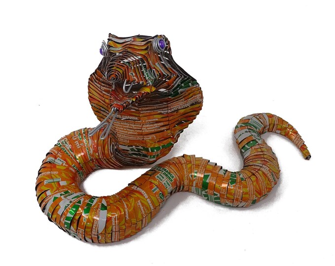 King Cobra Recycled Tin Can Model Snake - Etsy