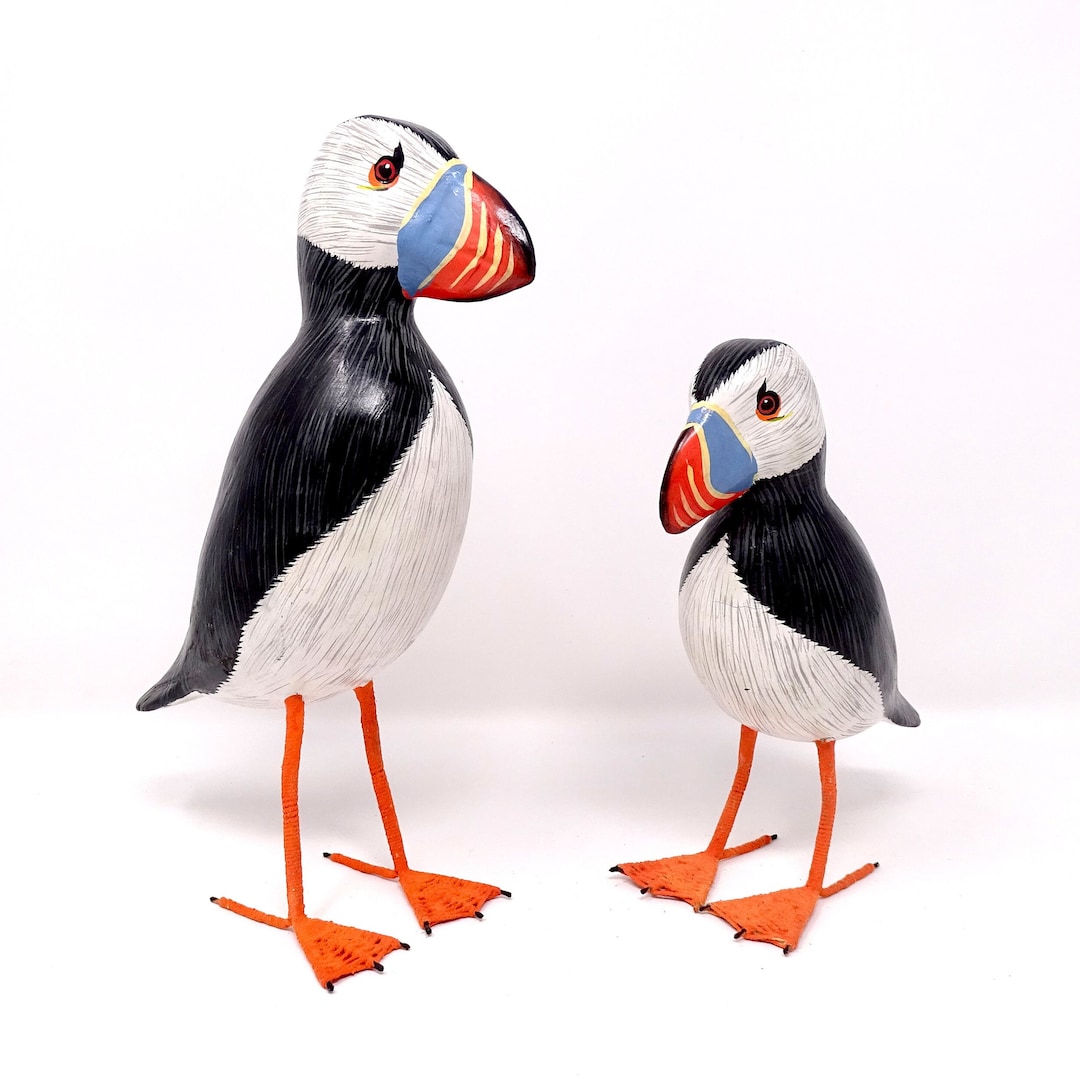 Wooden Puffin - Hand Carved & Painted - Etsy