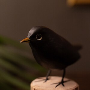 Wooden Blackbird on Log Hand Carved & Painted - Etsy