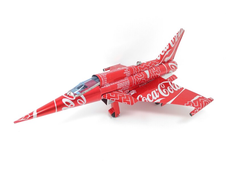 Recycled Tin Can Coca-Cola Jet Plane Model | Etsy