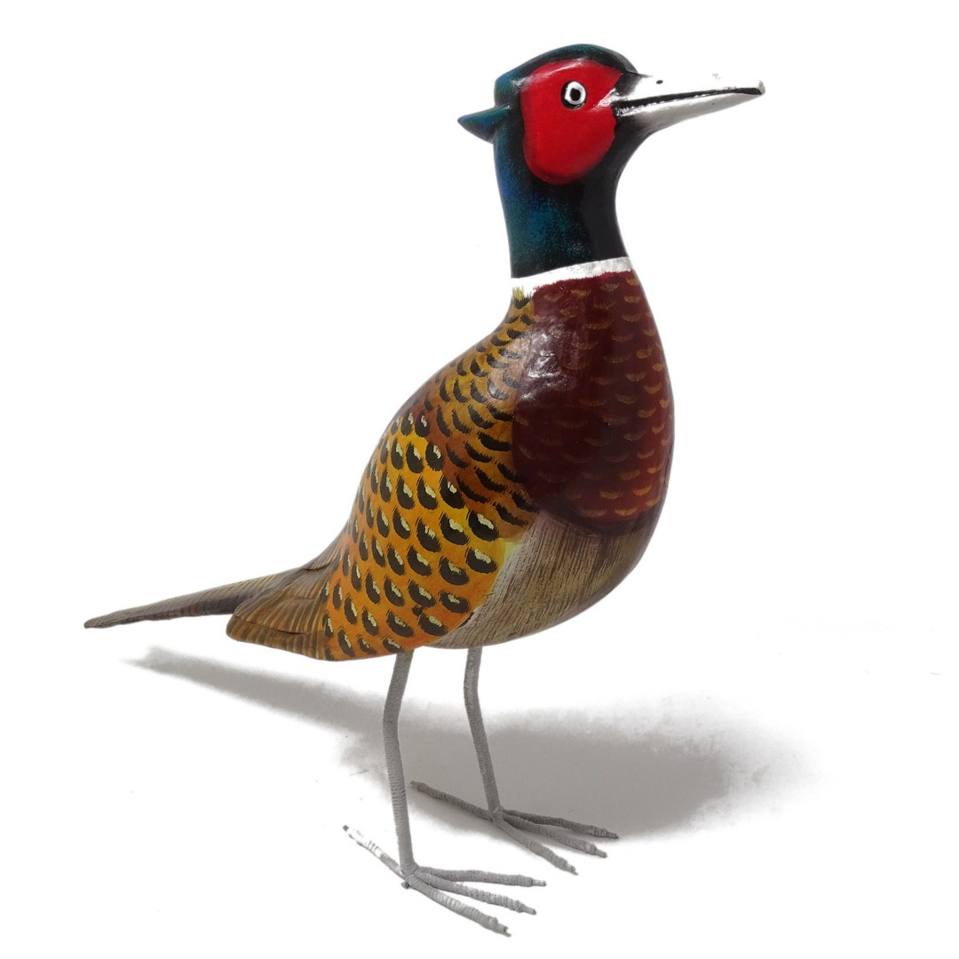 Wood Pheasant - Hand Carved & Painted Sculpture - Etsy