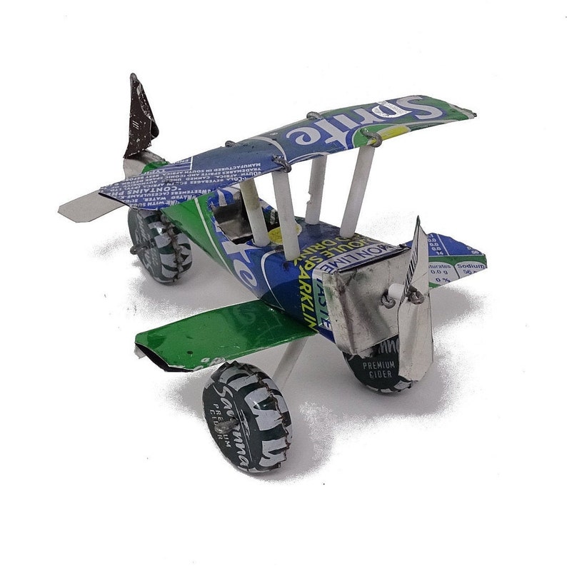 Recycled Mini Bi-Plane Tin Can Model | Etsy