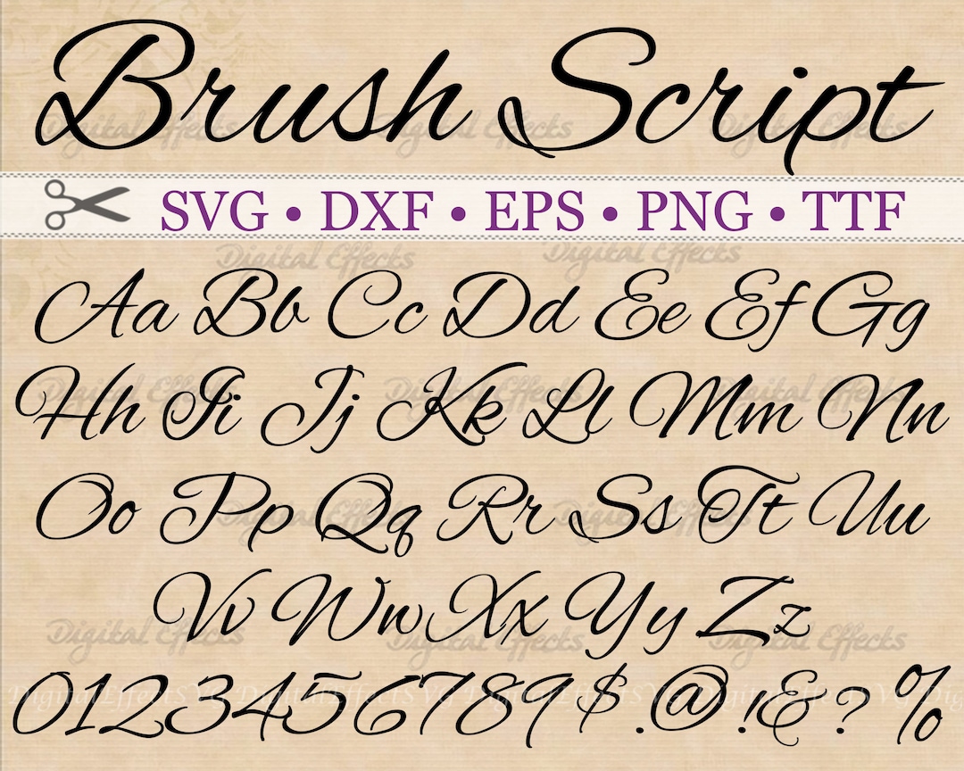 BRUSH Script Font, Calligraphy Font, Svg, Dxf, Eps, Png, TTF Files ...