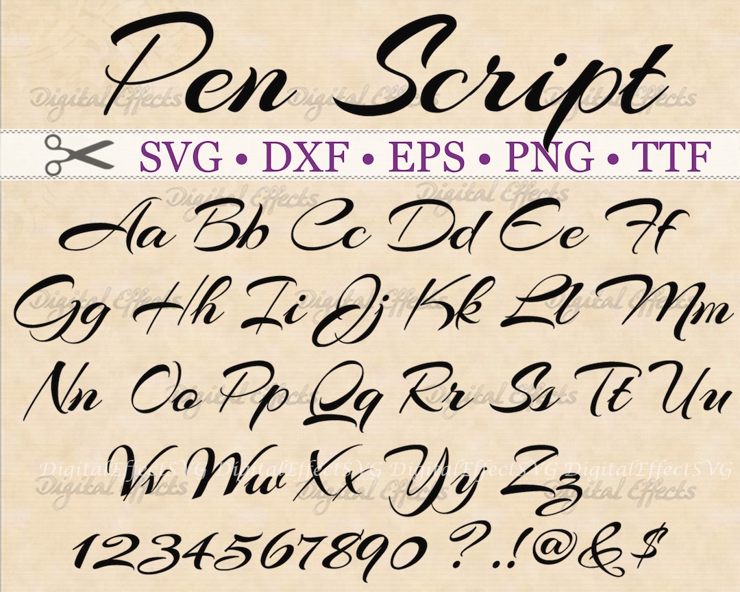 PEN SCRIPT Font, Brush Font, Script Calligraphy Font, Monogram Svg, Dxf ...
