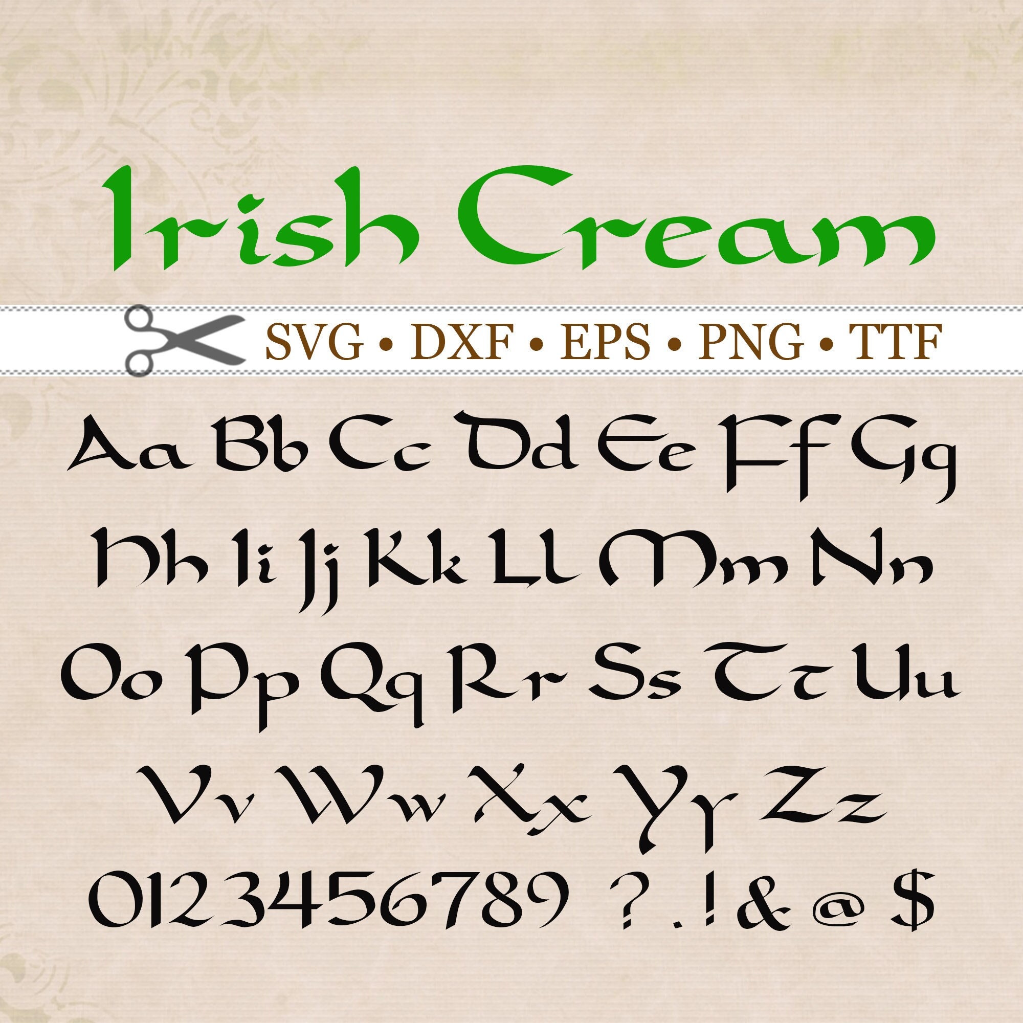 Irish Font, Calligraphy Font Svg Dxf Eps Png TTF Celtic Font, St ...